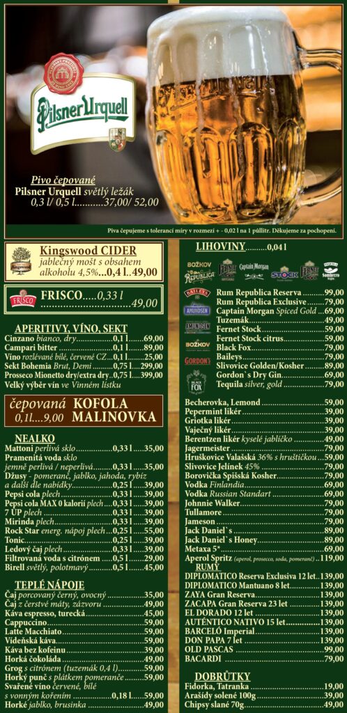 Nápoje | Zahradní restaurace Klamovka